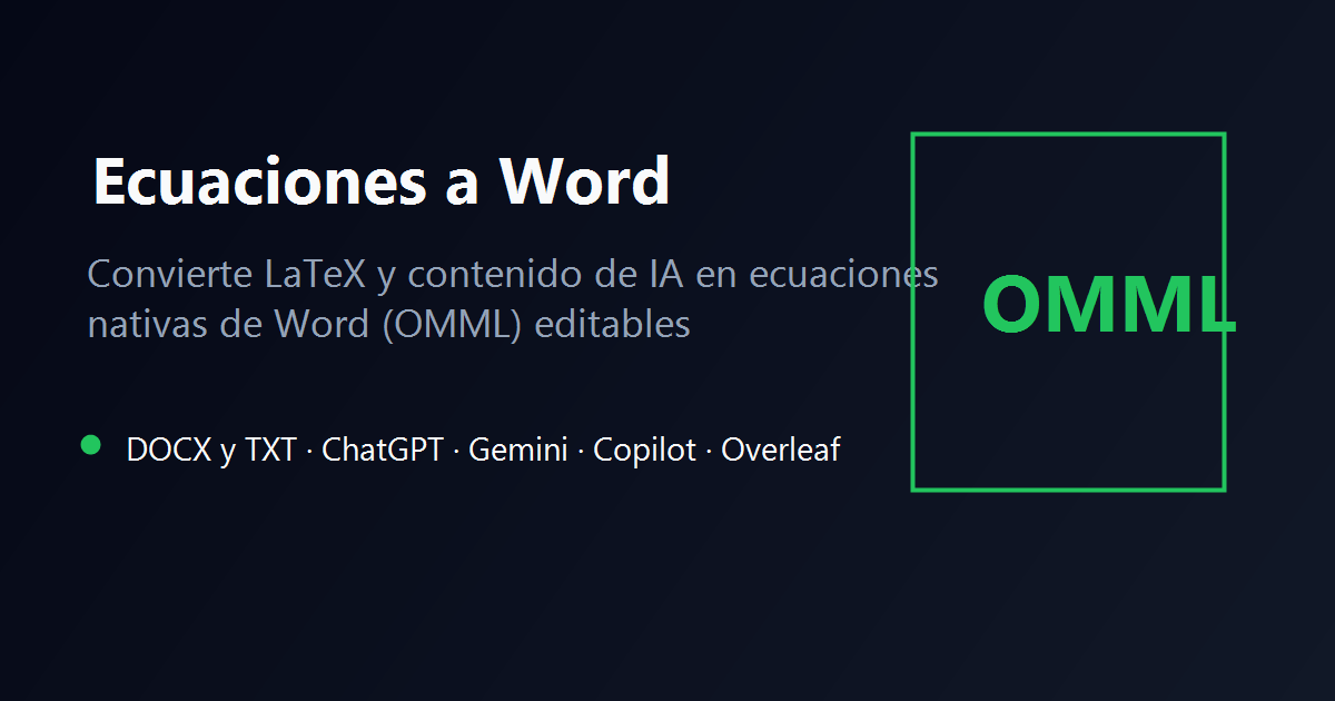 LaTeX to Word Converter (OMML): Editable Equations in DOCX